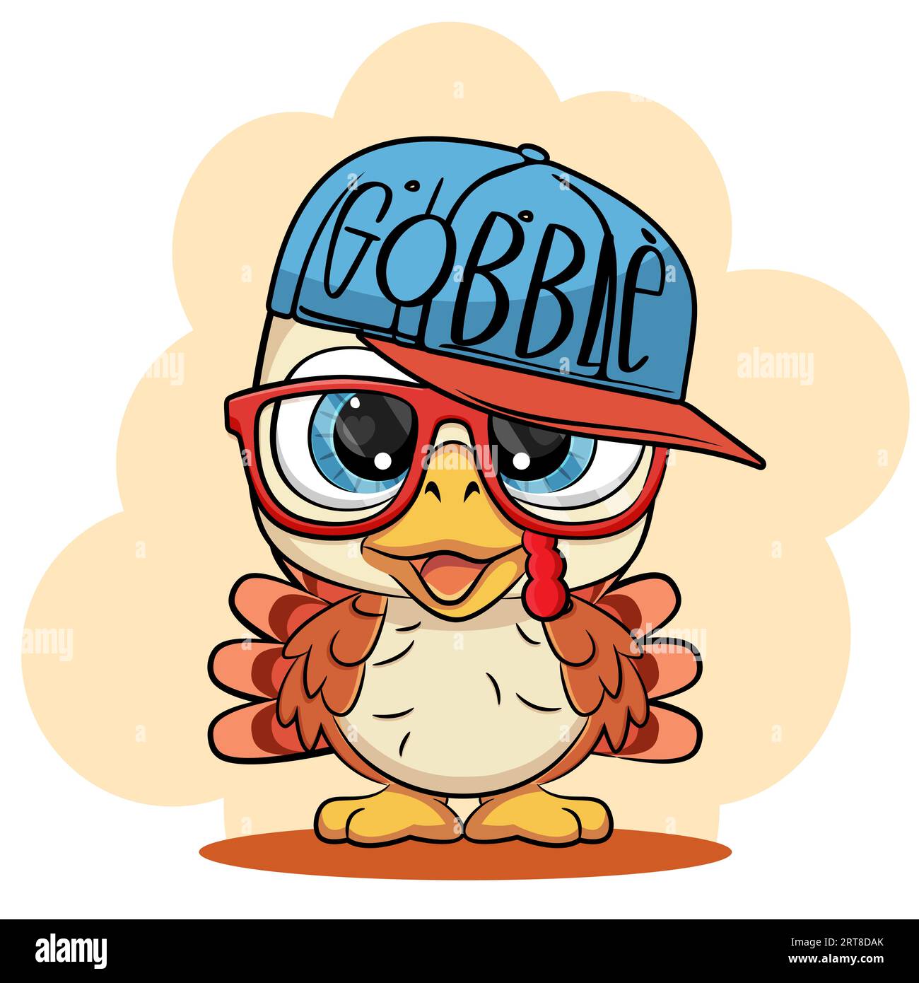 Happy Thanksgiving Day. Funny Turkey bird cartoon character in cap and ...
