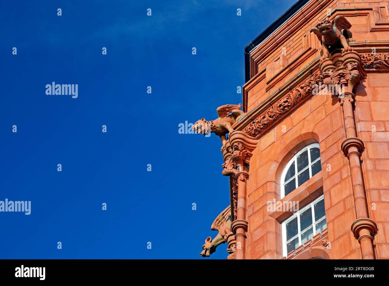 Gargoyles and decorative detail from the Pierhead Building, Cardiff Bay ...