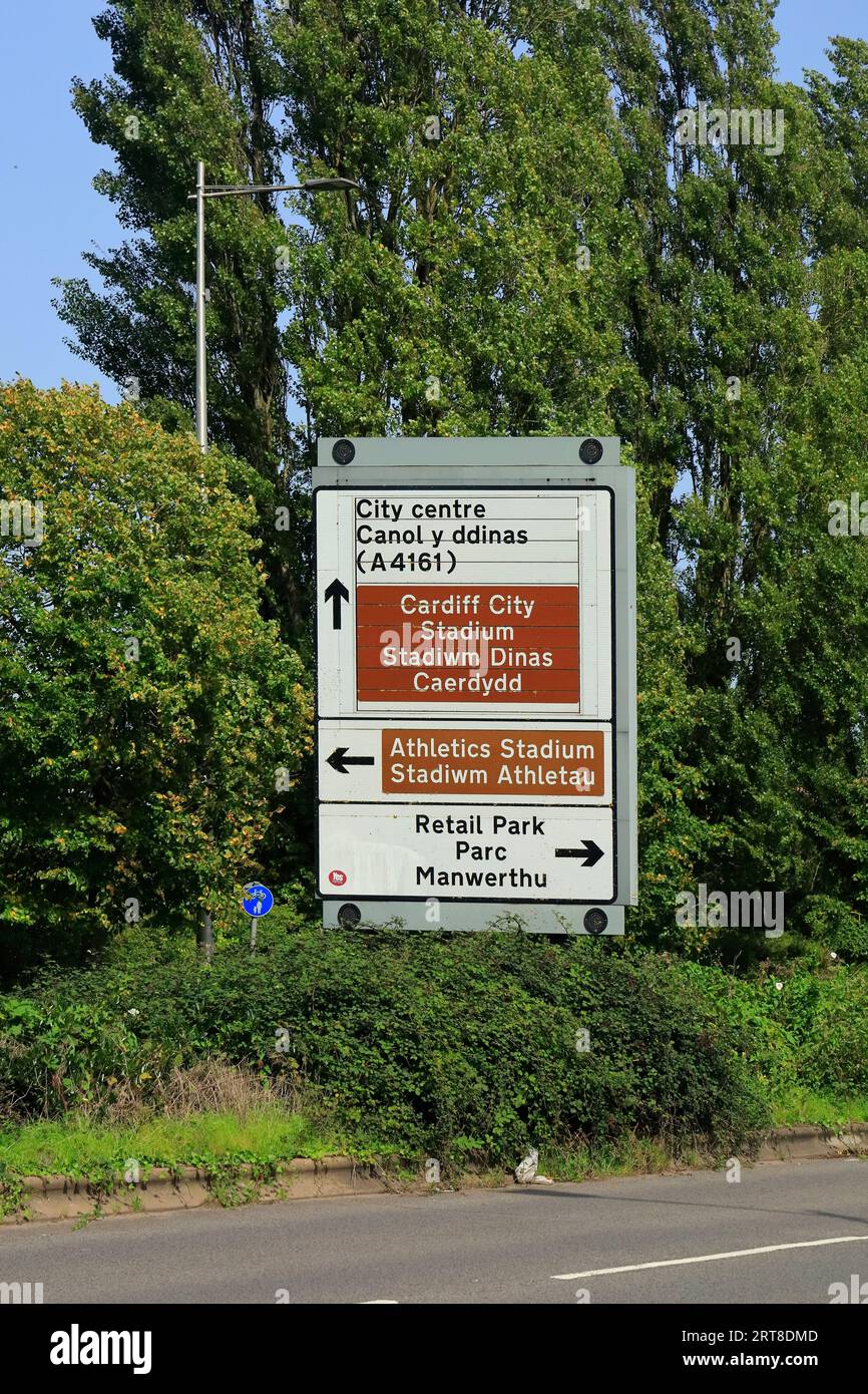 Cardiff city stadium road sign hi-res stock photography and images - Alamy