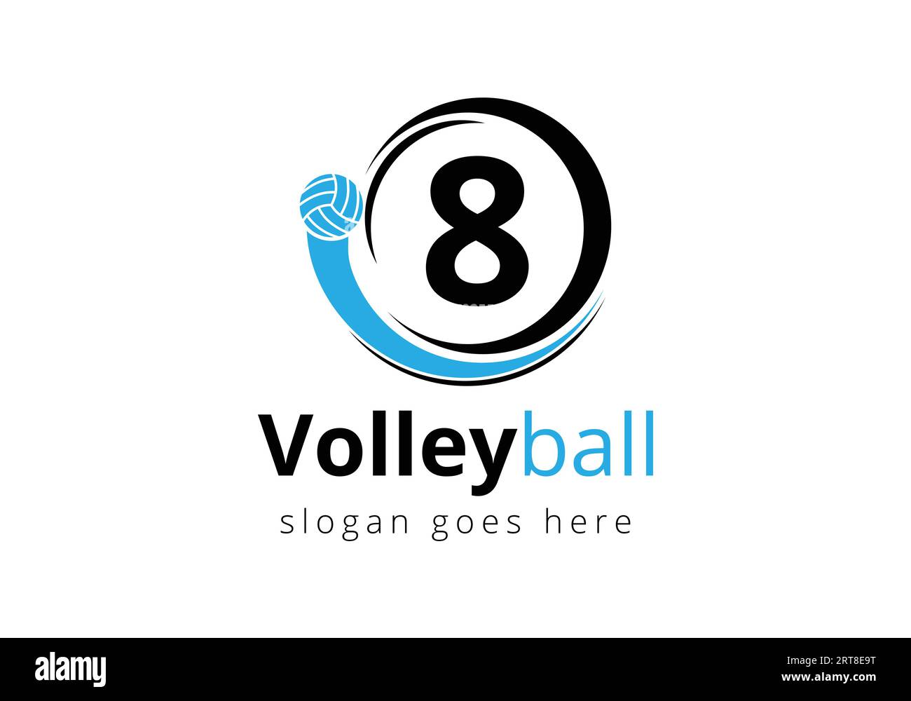Initial Letter 8 Volleyball Logo Concept. Volleyball Sports Symbol ...