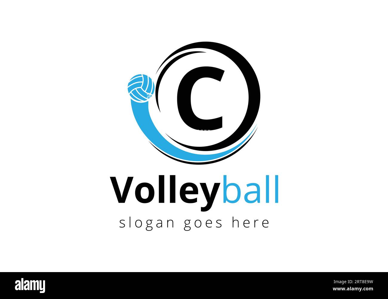 Initial Letter C Volleyball Logo Concept. Volleyball Sports Symbol ...