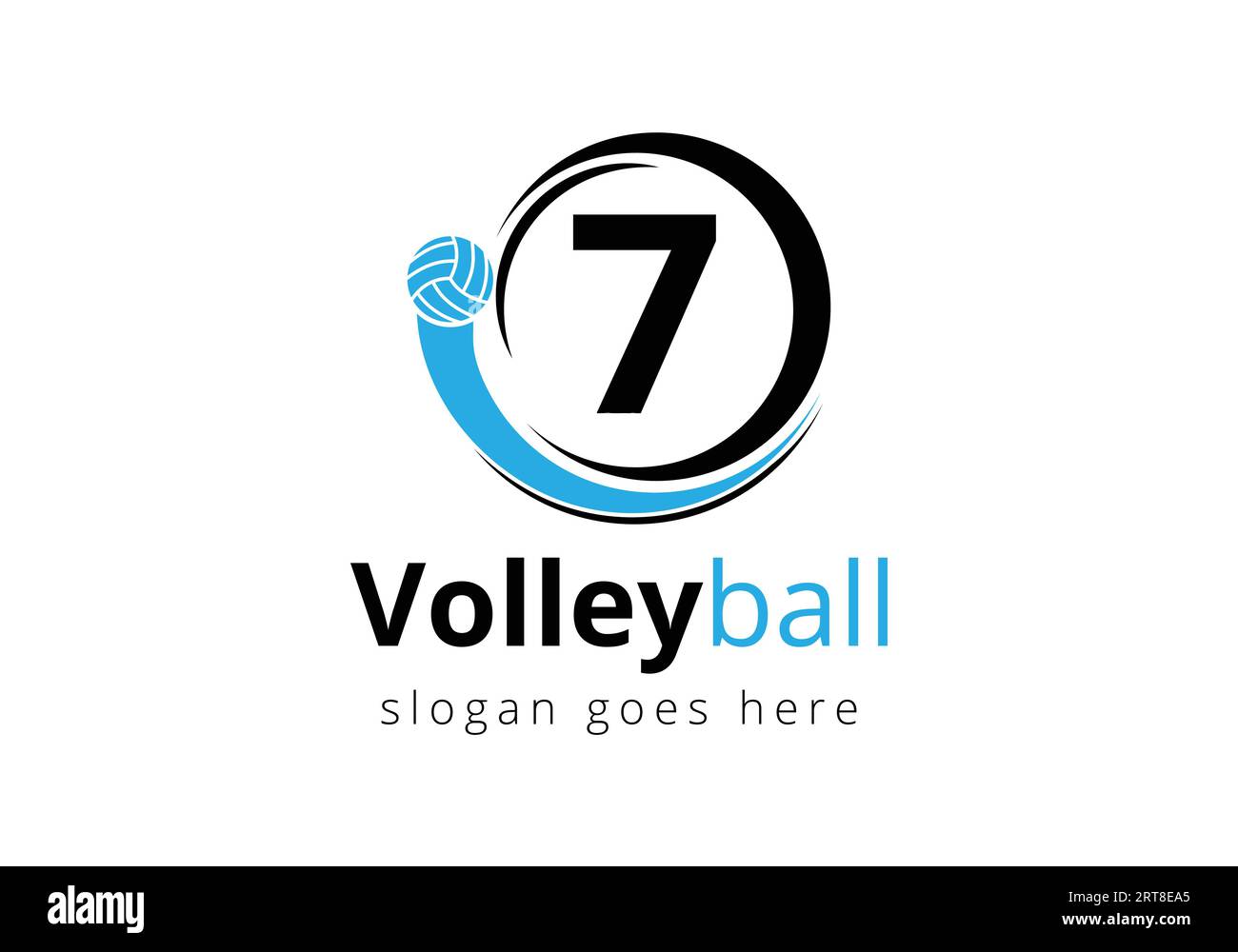 Initial Letter 7 Volleyball Logo Concept. Volleyball Sports Symbol ...