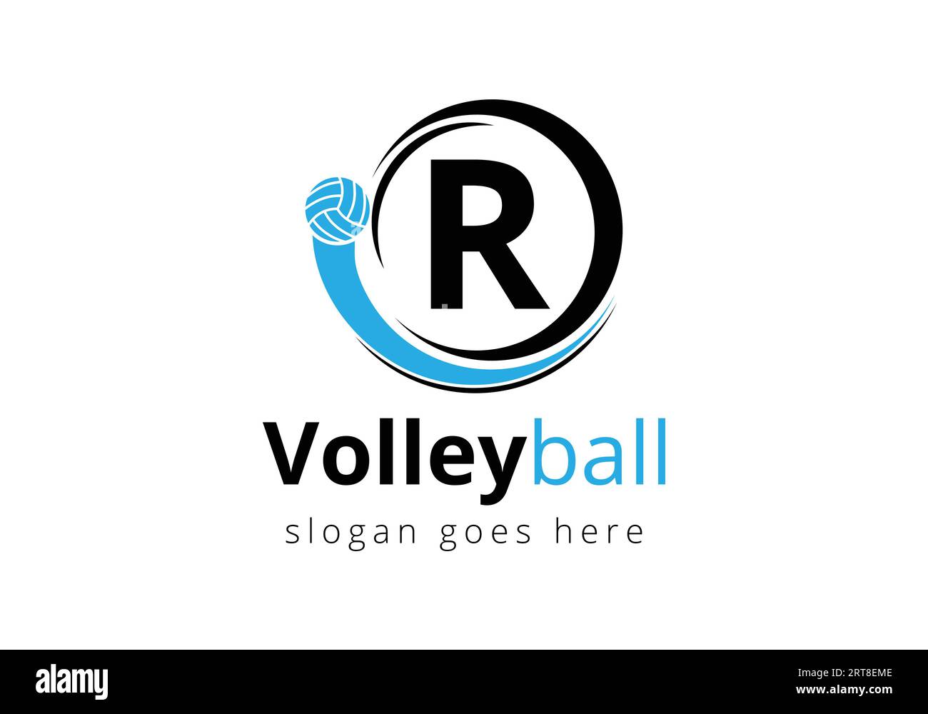 Initial Letter R Volleyball Logo Concept. Volleyball Sports Symbol ...