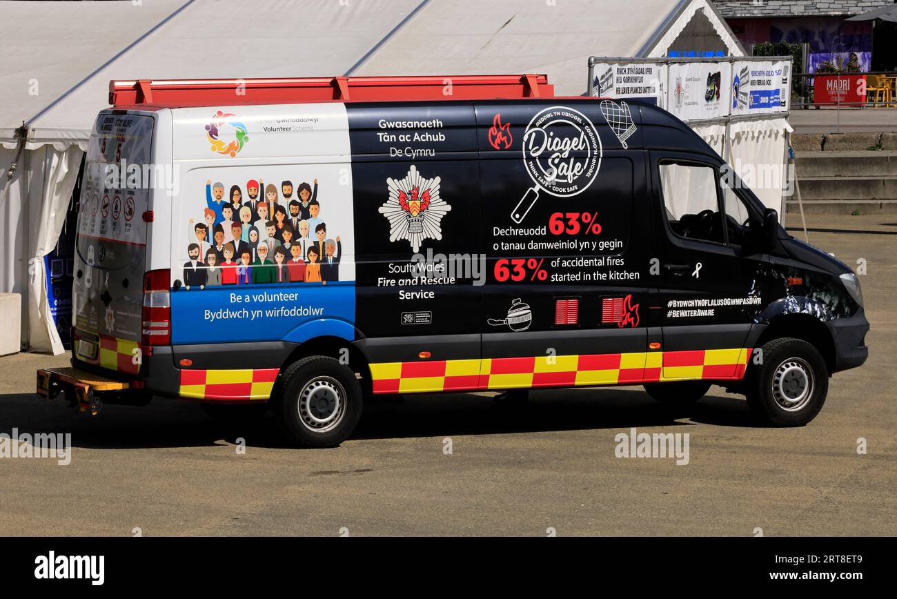 South Wales Fire and Rescue black promotional van, outside the ...