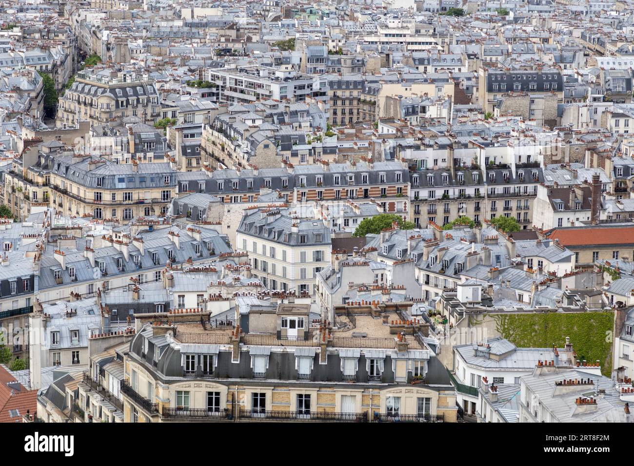 Paris, France, May 12, 2017: Rooftop view of Montmartre district from ...