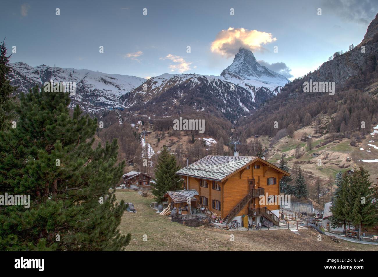 Zermatt, Switzerland, April 09, 2017: View of some houses and the ...