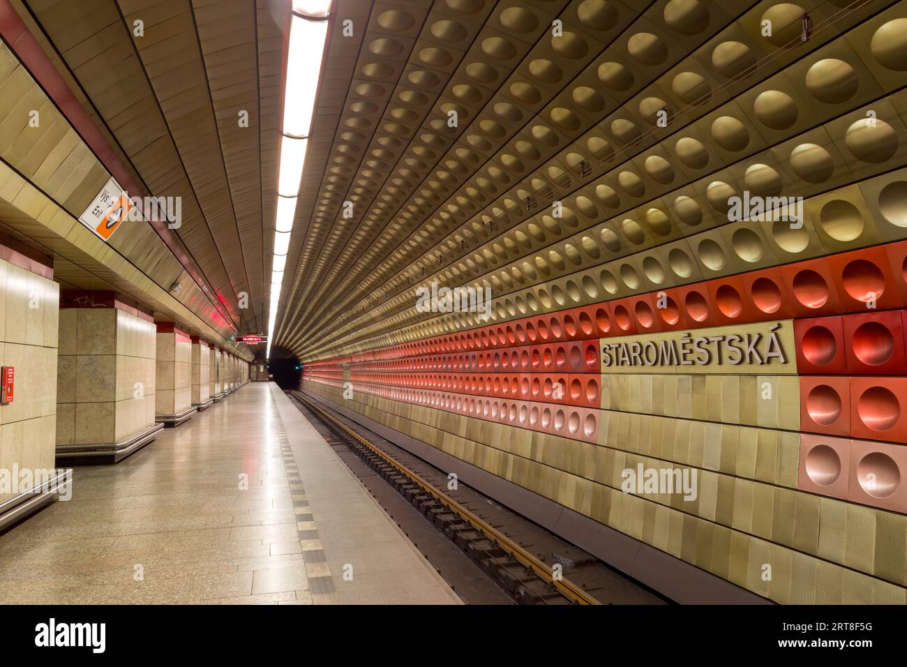 Prague, Czech Republic, March 20, 2017: Interior view of Staromestska ...