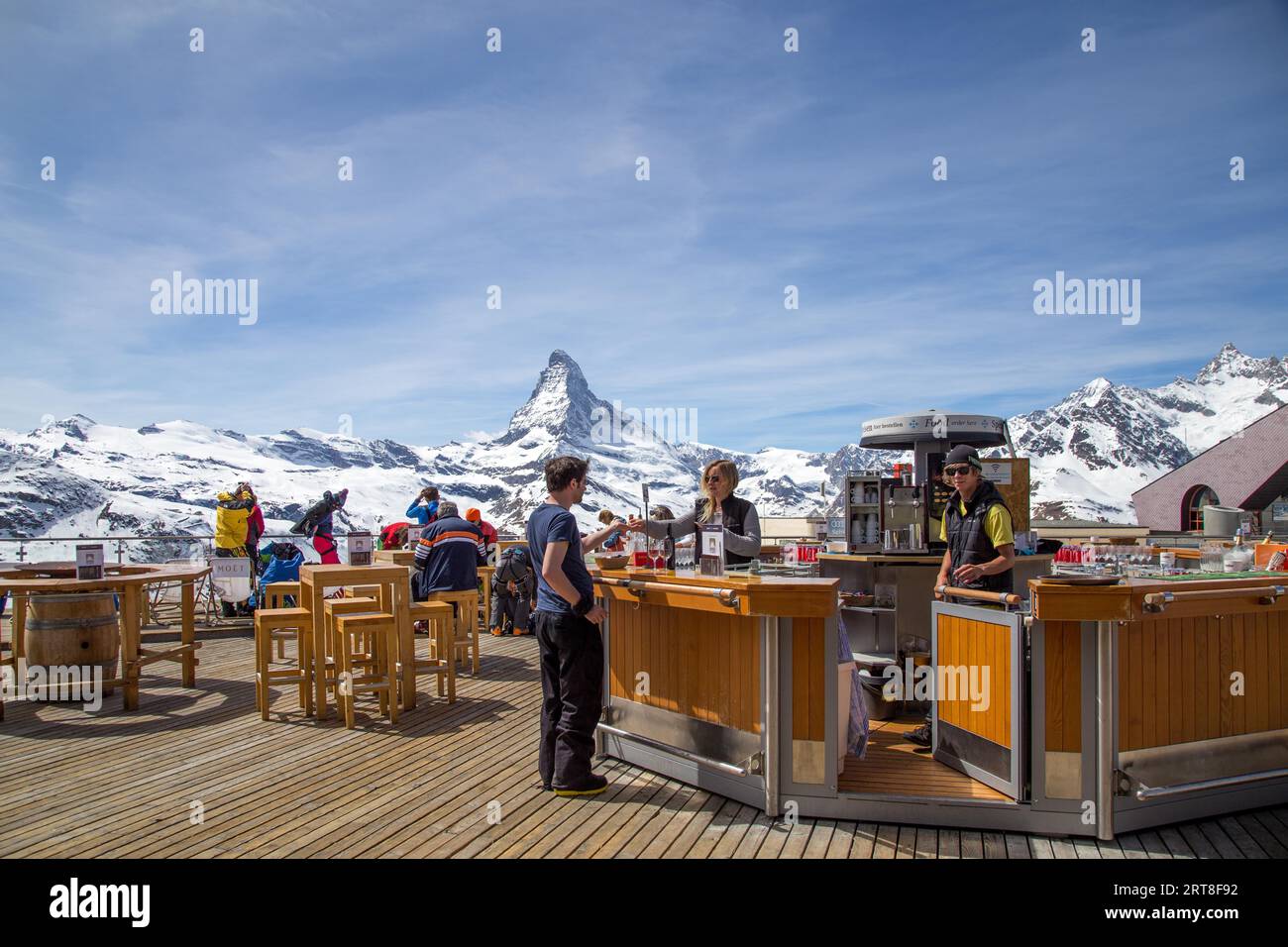 Zermatt, Switzerland, April 12, 2017: People in a bar and restaurant in ...