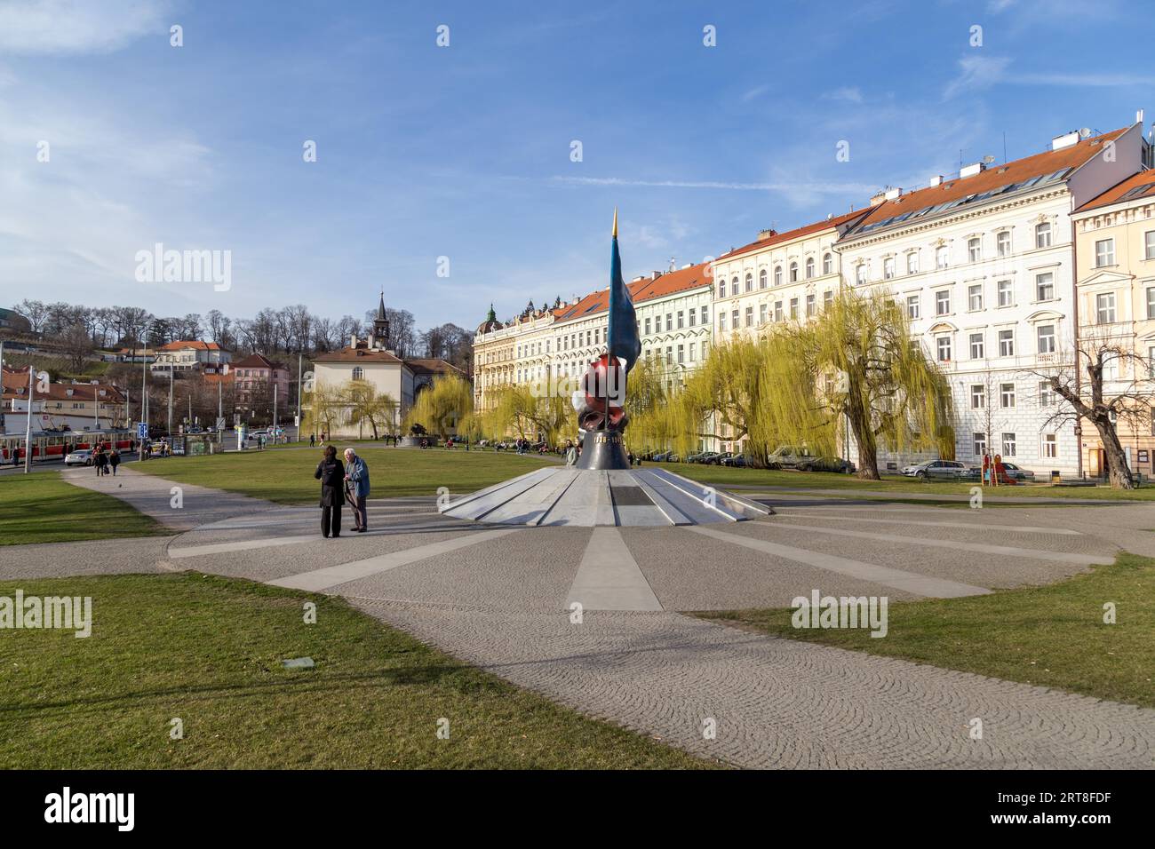 Prague, Czech Republic, March 16, 2017: World War II monument in the ...