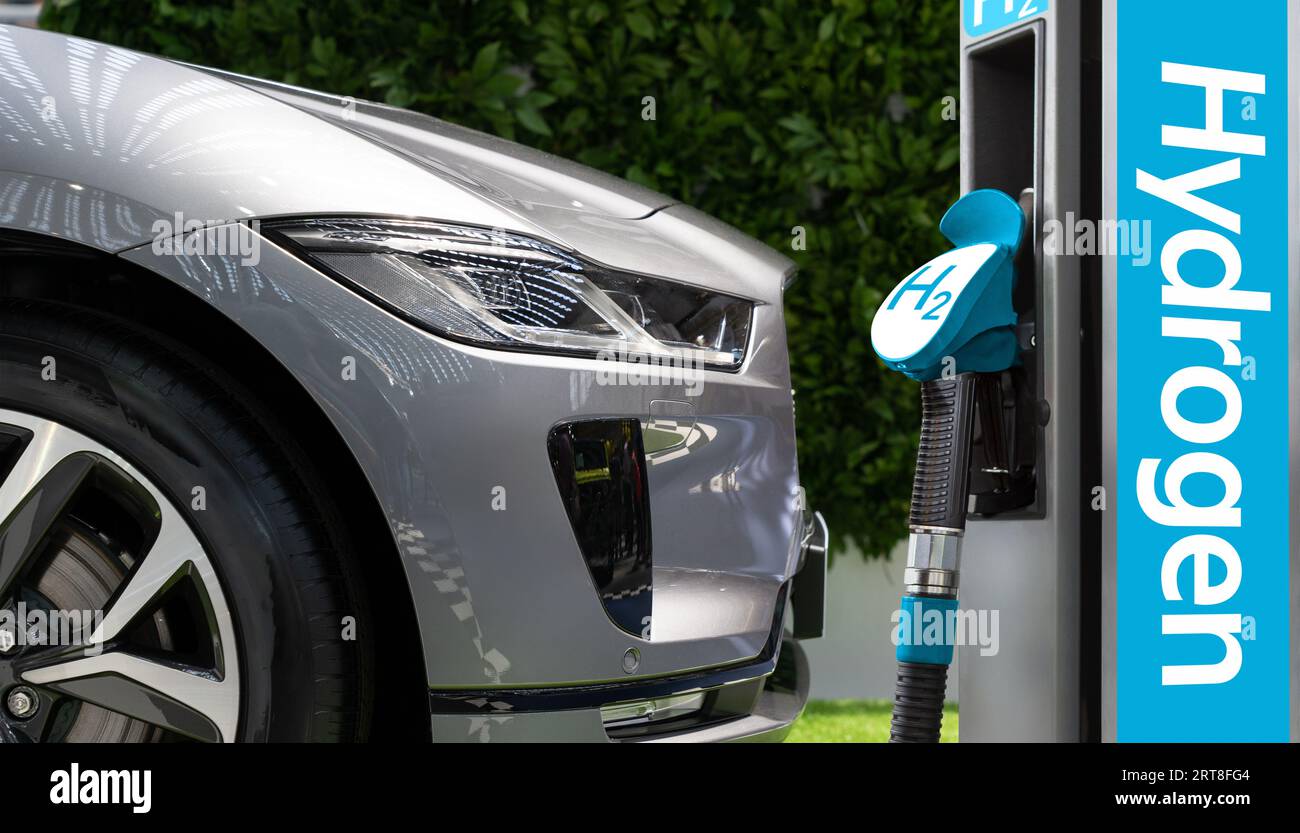 Fuel cell car with hydrogen fueling nozzle Stock Photo - Alamy