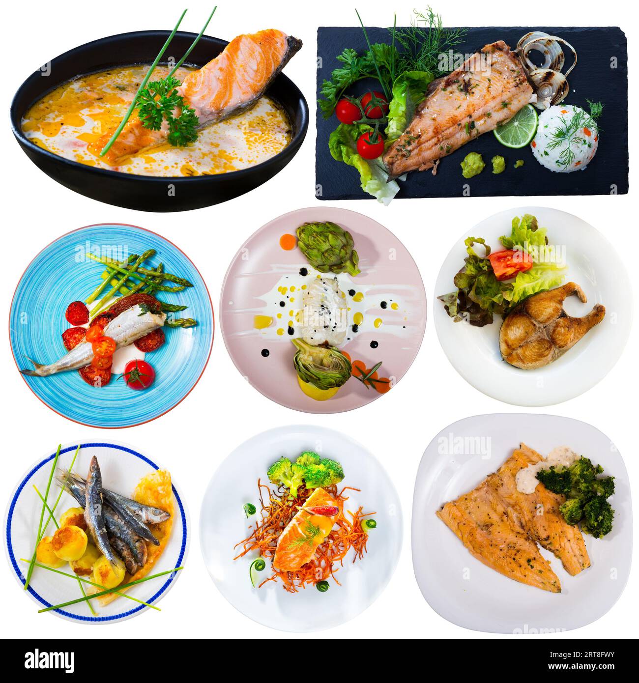 Set of various fish dishes Stock Photo - Alamy