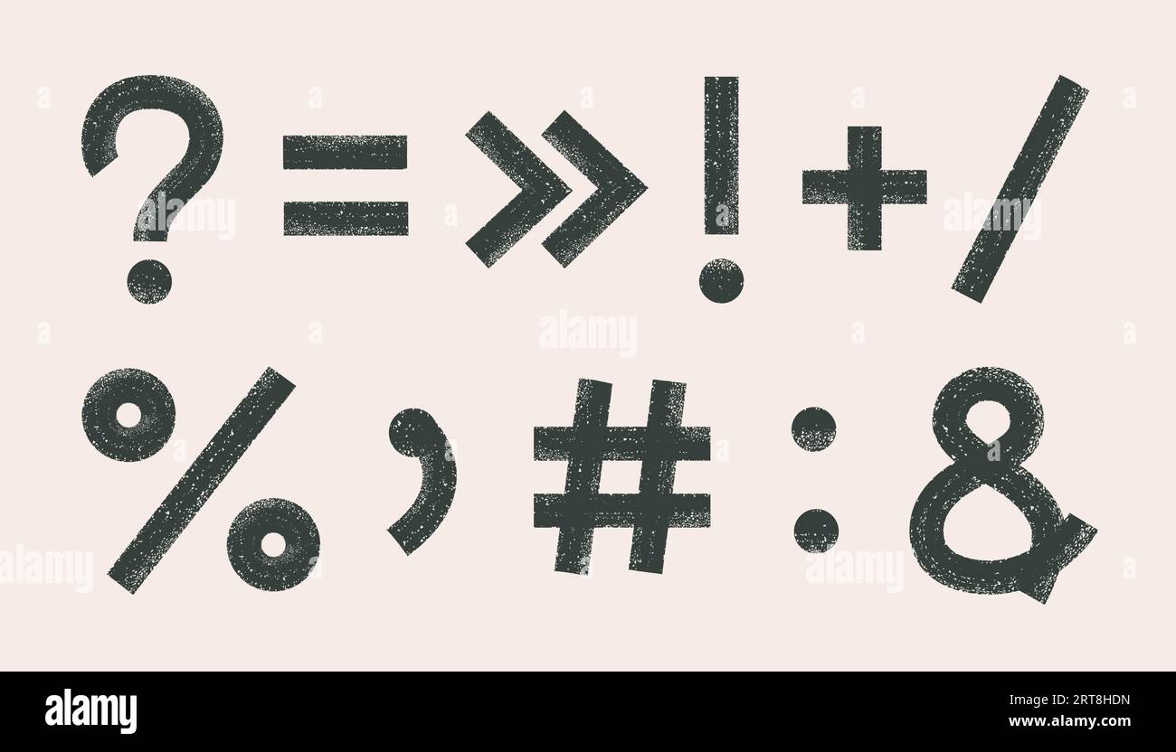 Ink bold brush line punktuation, plus, symbol, cross sign set. Grunge ...