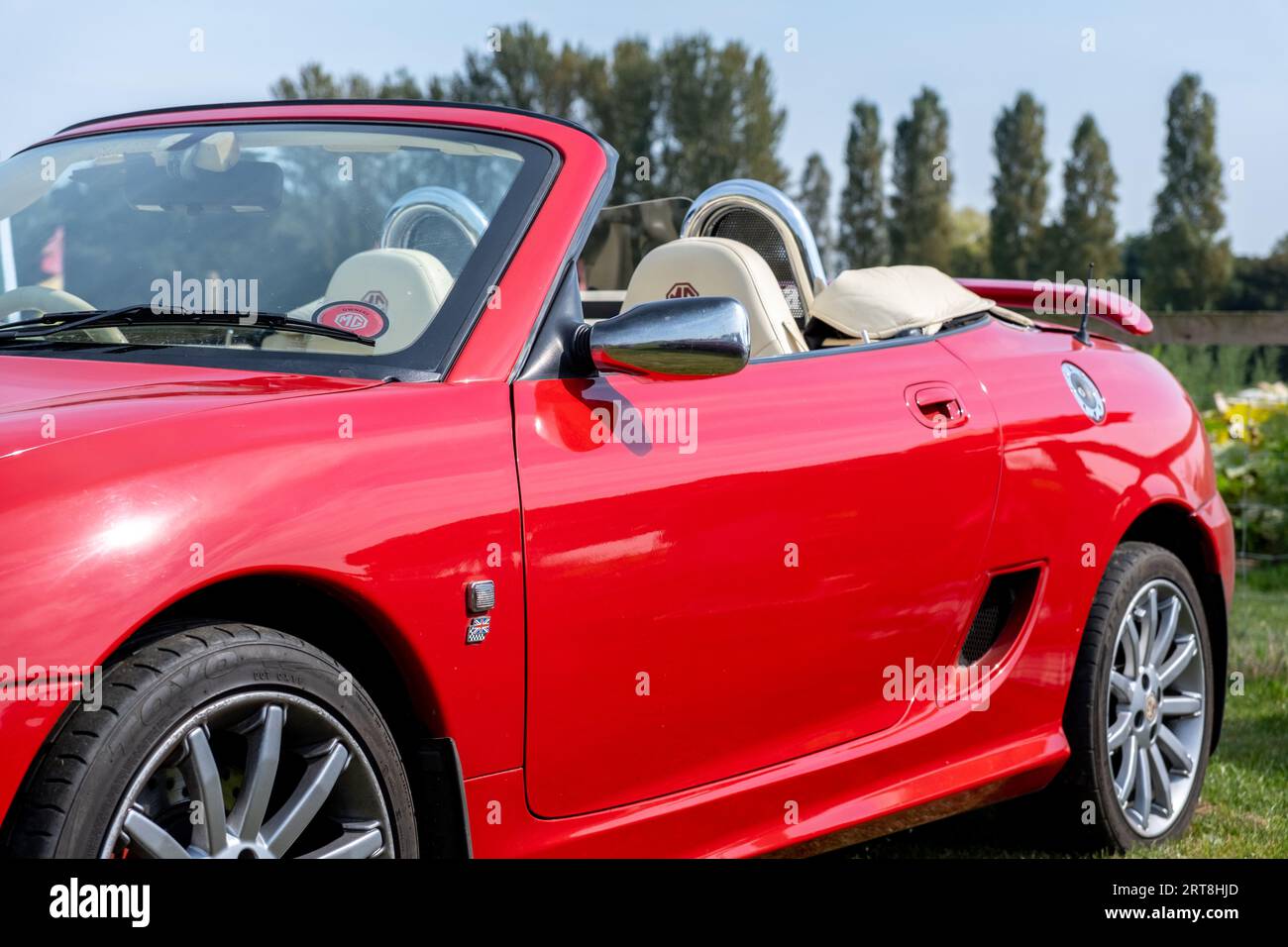 Wroxham, Norfolk, UK – September 10 2023. Side on view of a classic MG ...