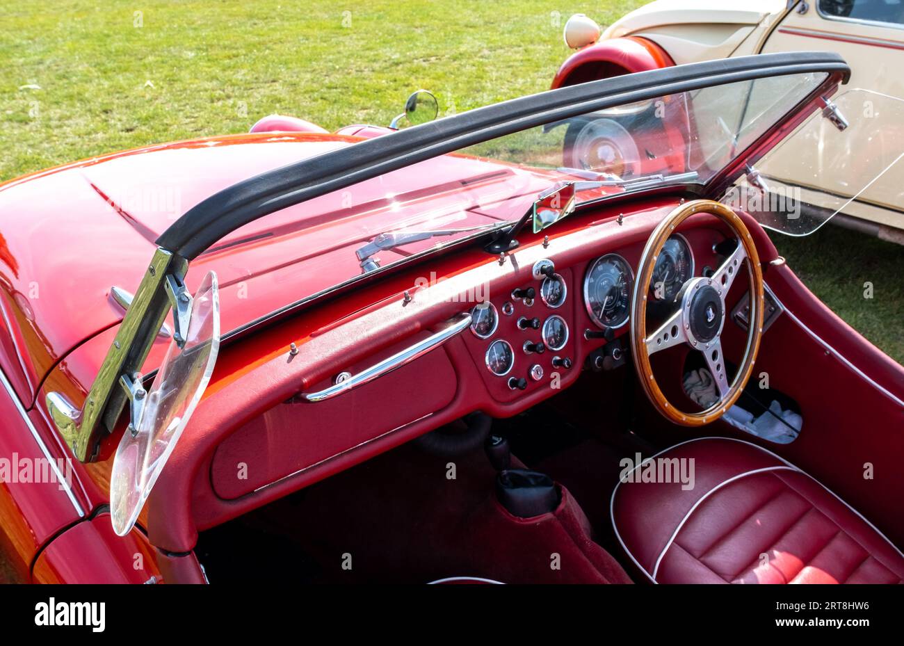 Wroxham, Norfolk, UK – September 10 2023. Interior of a vintage car ...