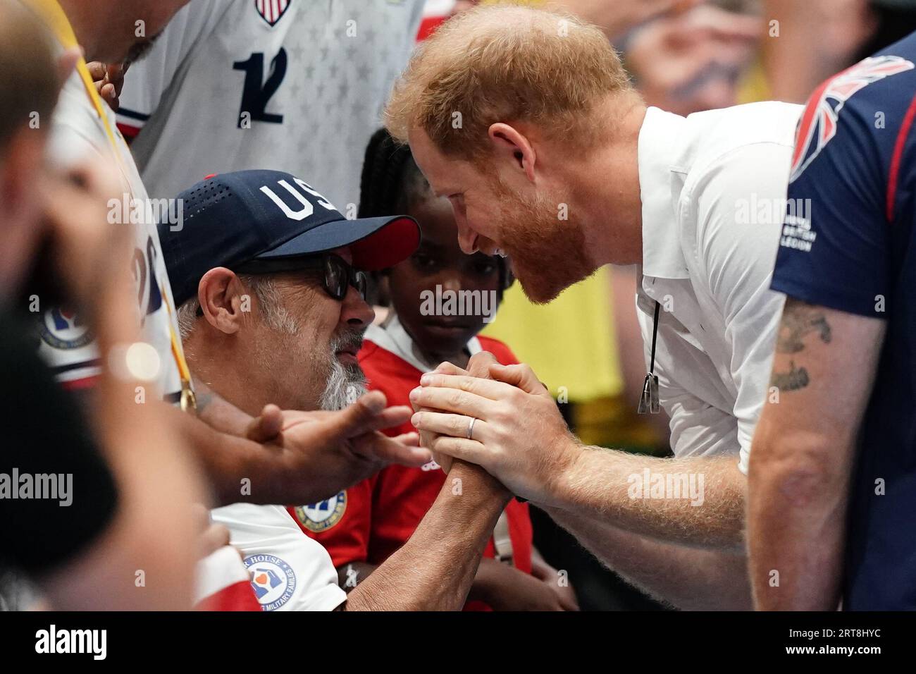 The Duke of Sussex, presents medals during the wheelchair rugby finals ...