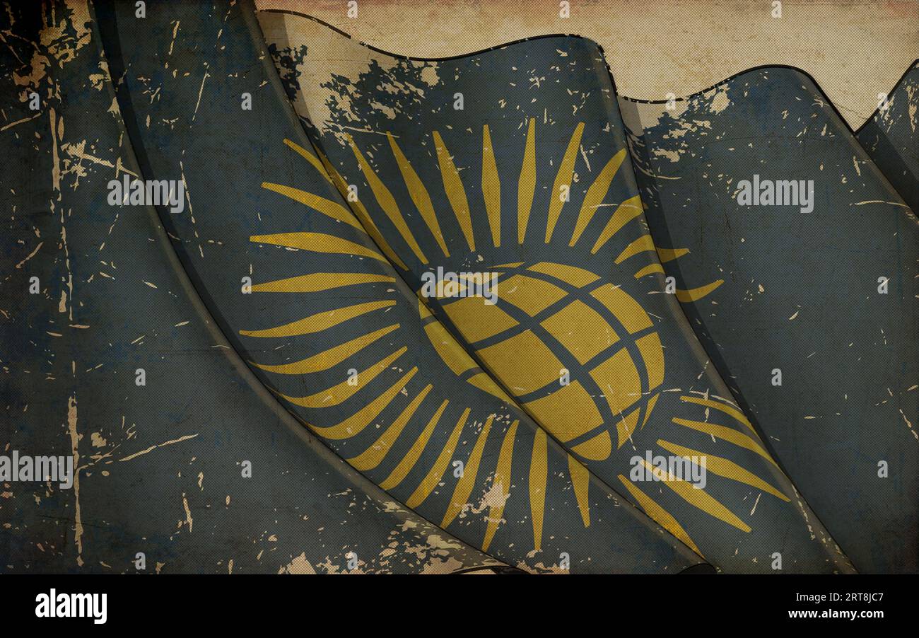 Background illustration of an old paper with a print of a waving Flag ...