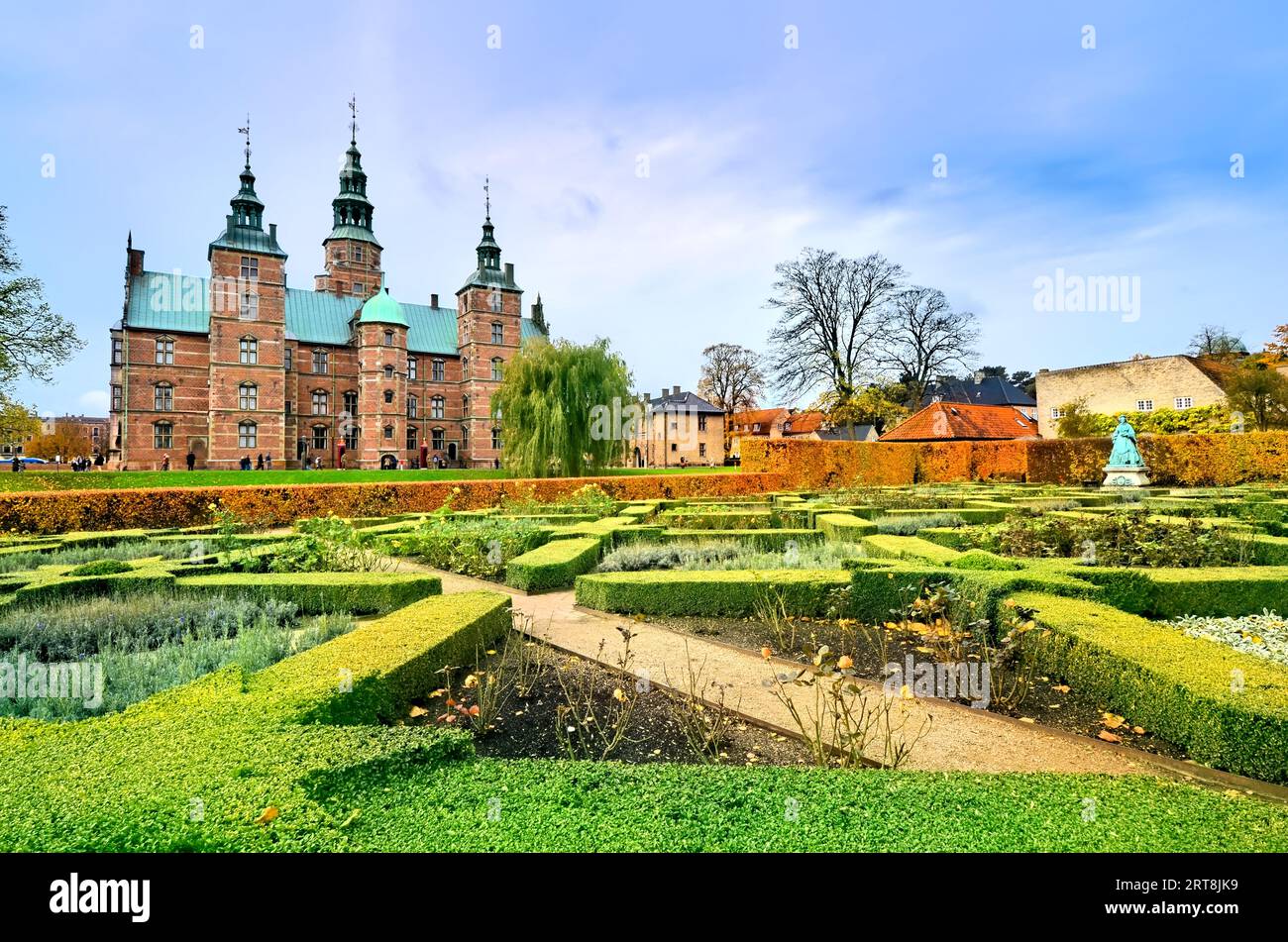 Rosenborg castle and its gardens during autumn, Copenhagen, Denmark ...