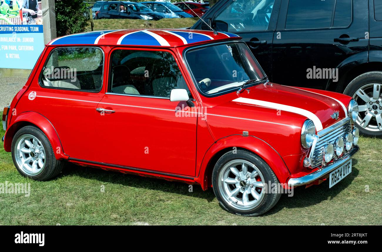 Wroxham, Norfolk, UK – September 10 2023. Classic Mini Cooper with a ...