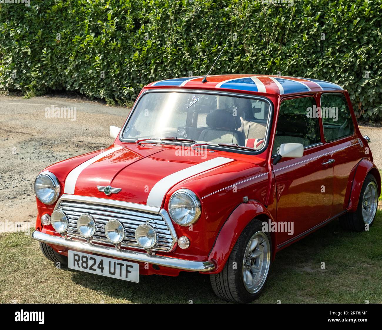 Wroxham, Norfolk, UK – September 10 2023. Classic Mini Cooper with a ...