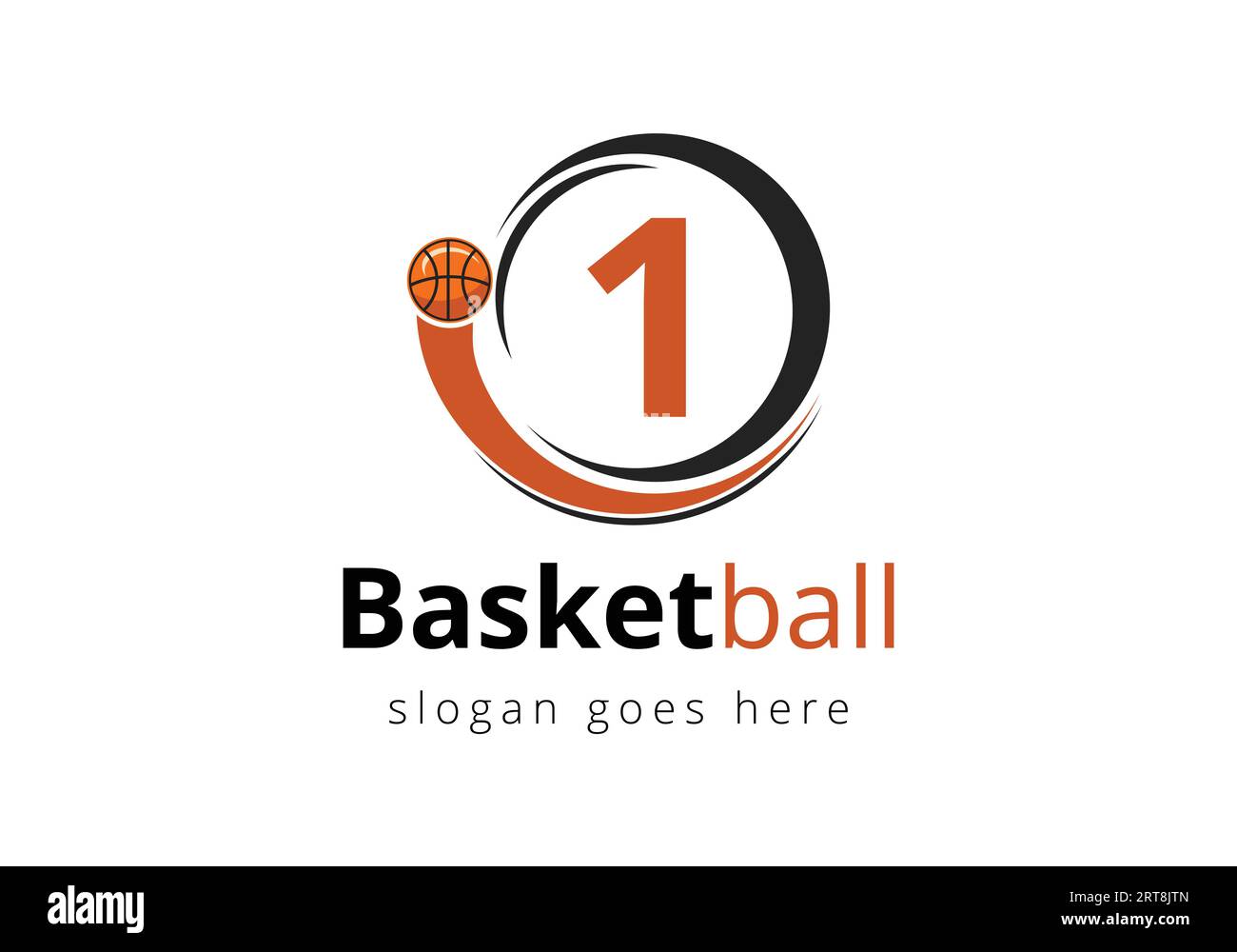 Letter 1 Basketball Logo Concept With Moving Basketball Icon. Sports ...