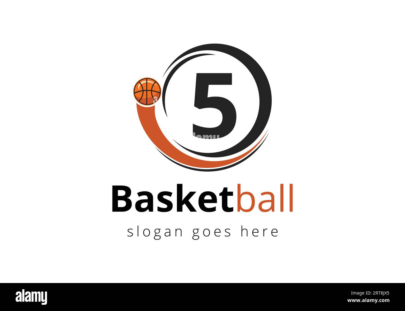 Letter 5 Basketball Logo Concept With Moving Basketball Icon. Sports ...
