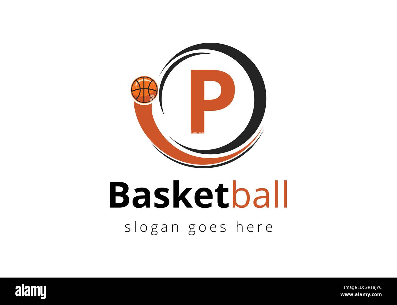 Letter P Basketball Logo Concept With Moving Basketball Icon. Sports ...