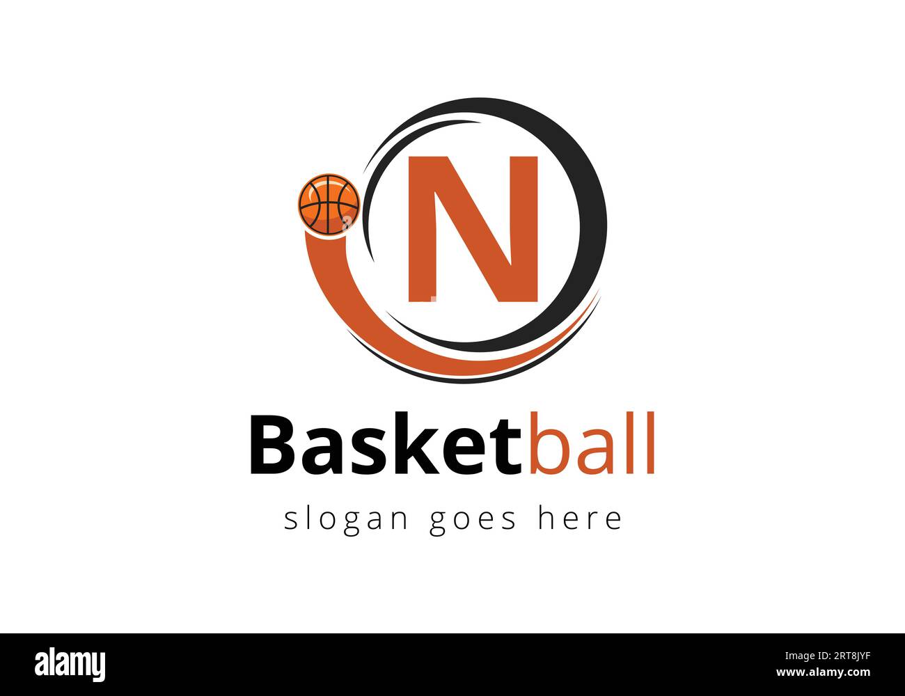 Letter N Basketball Logo Concept With Moving Basketball Icon. Sports ...
