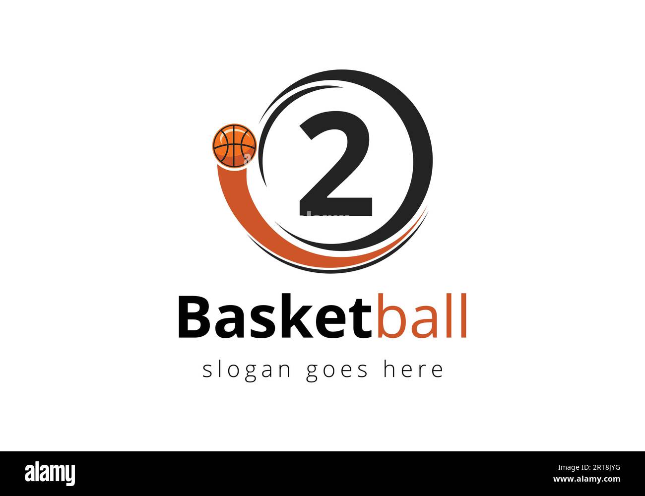 Letter 2 Basketball Logo Concept With Moving Basketball Icon. Sports ...