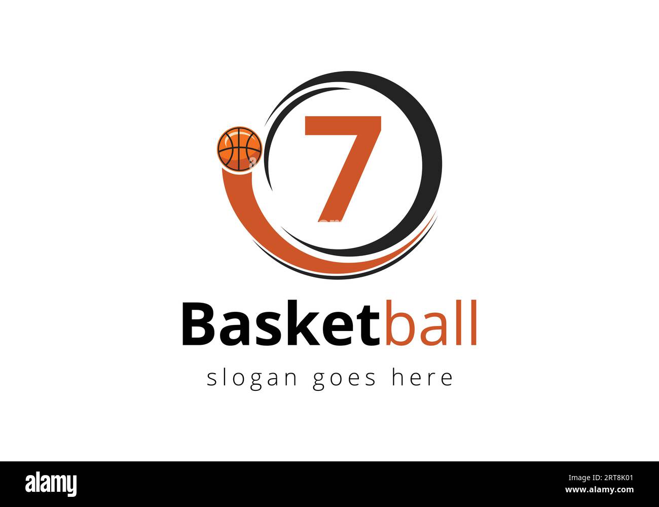 Letter 7 Basketball Logo Concept With Moving Basketball Icon. Sports ...