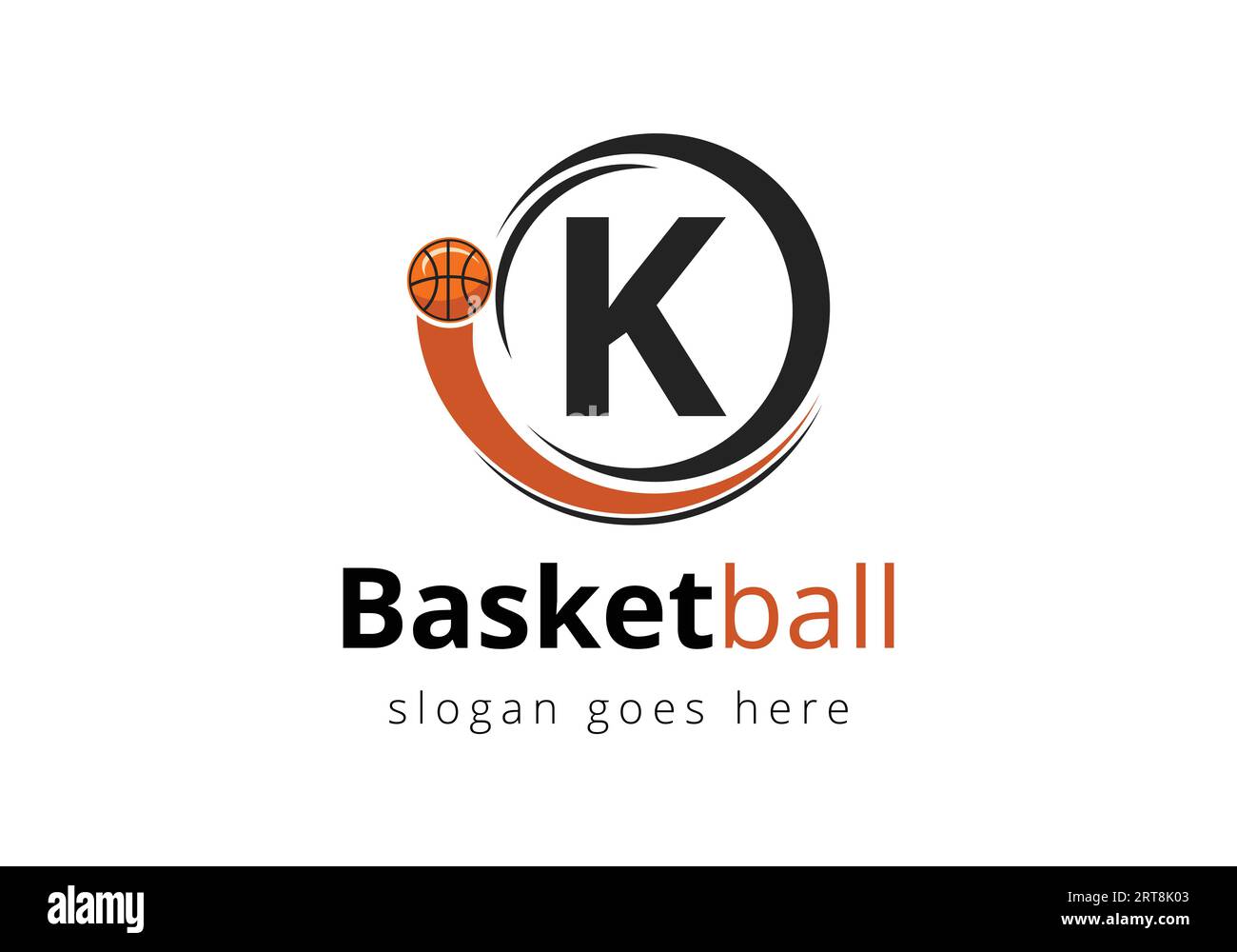 Letter K Basketball Logo Concept With Moving Basketball Icon. Sports ...