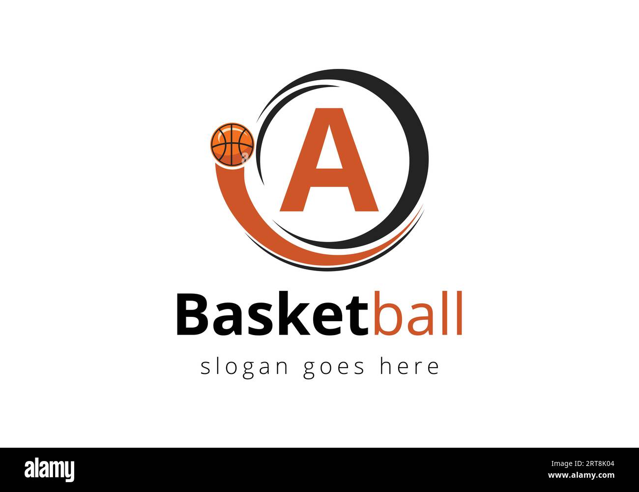 Letter A Basketball Logo Concept With Moving Basketball Icon. Sports ...