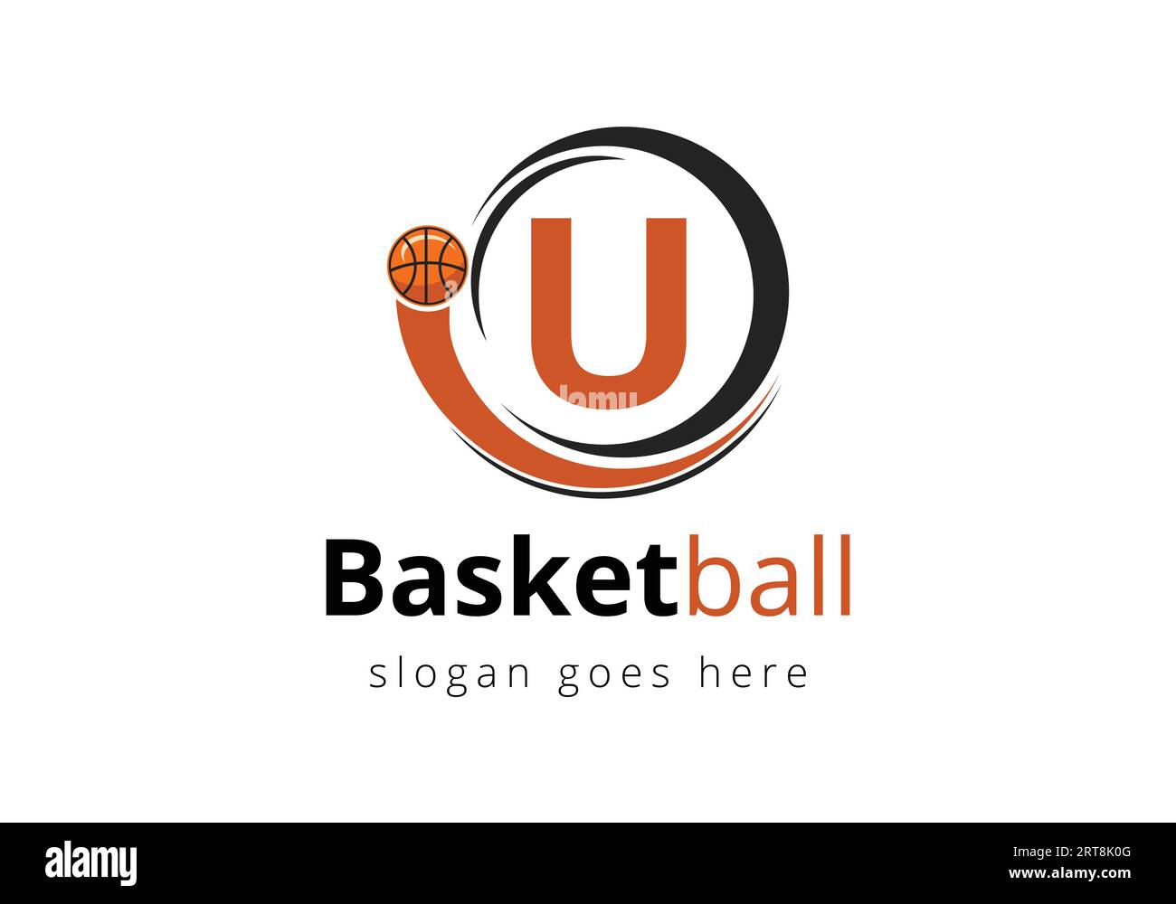 Letter U Basketball Logo Concept With Moving Basketball Icon. Sports ...
