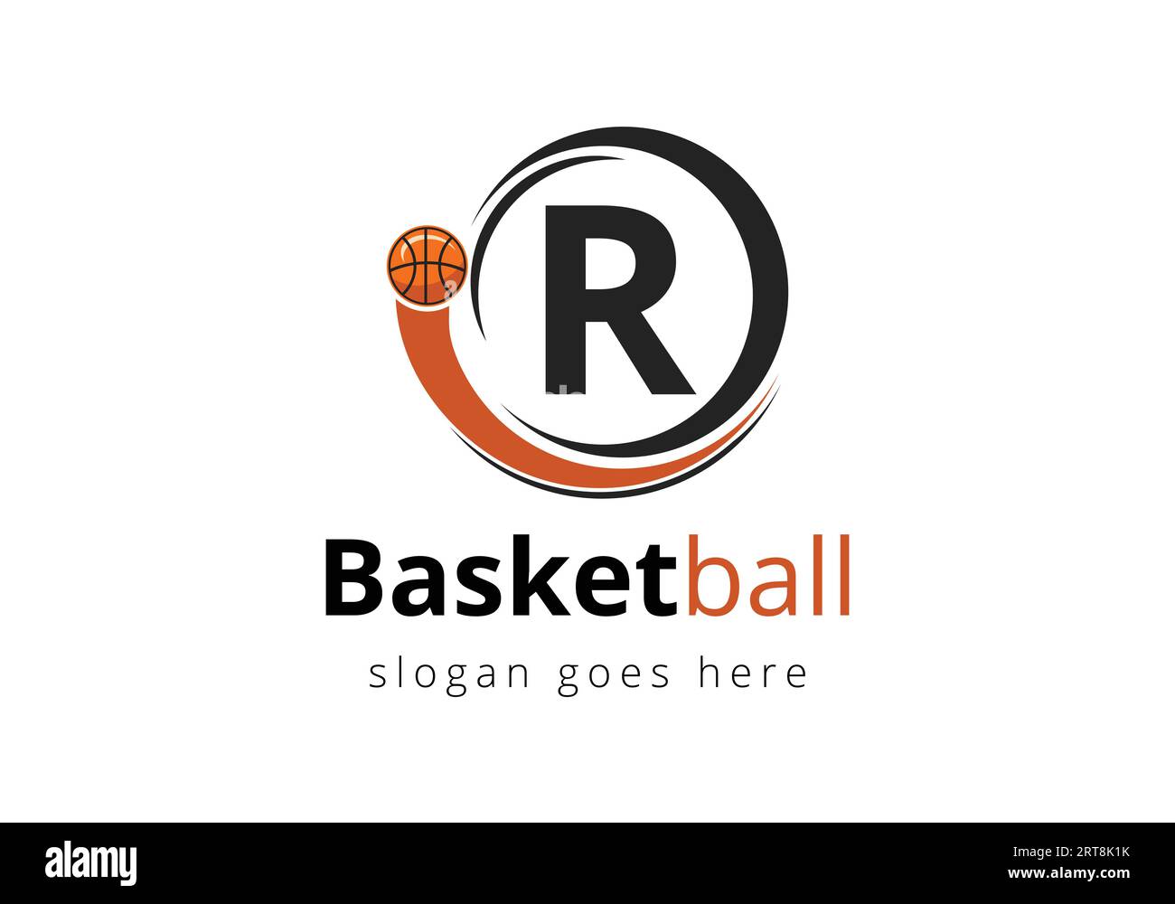 Letter R Basketball Logo Concept With Moving Basketball Icon. Sports ...