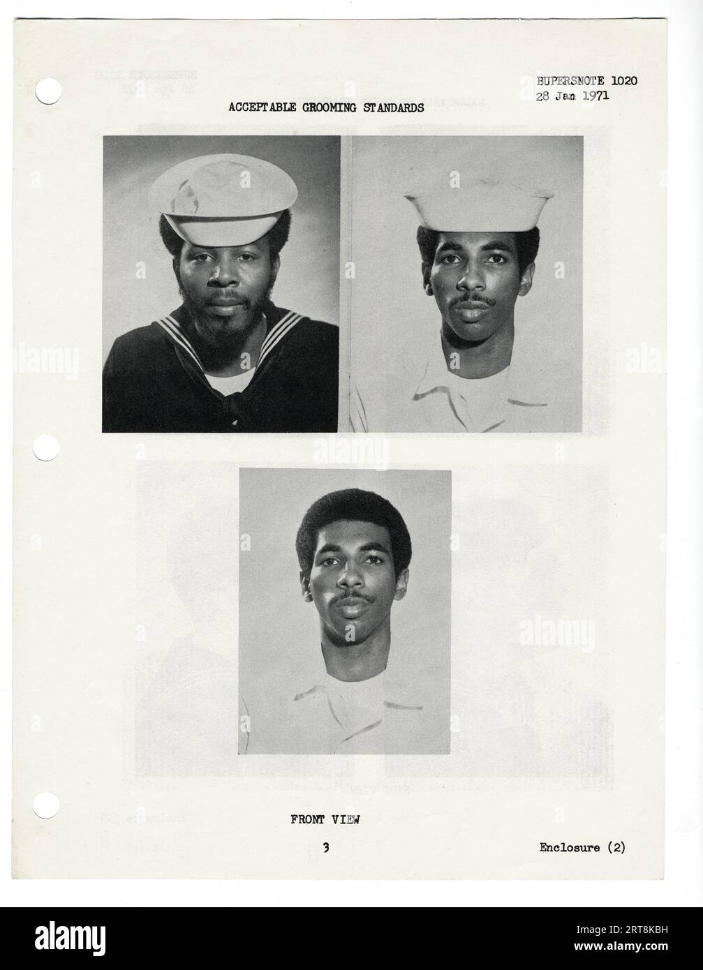 U.S. Navy Bureau of Personnel Notice showing "Acceptable Grooming ...