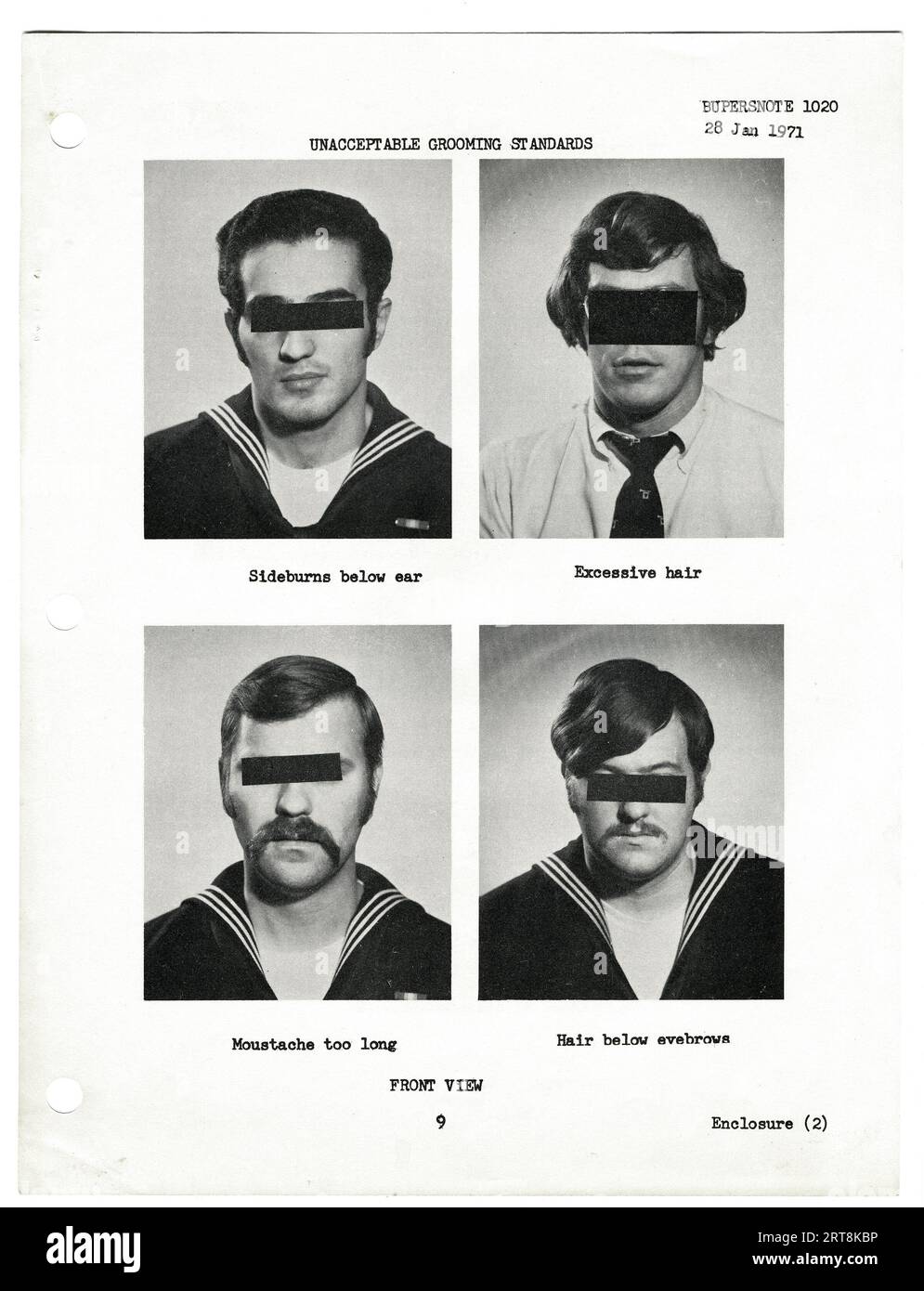 U.S. Navy Bureau of Personnel Notice showing "Acceptable Grooming ...