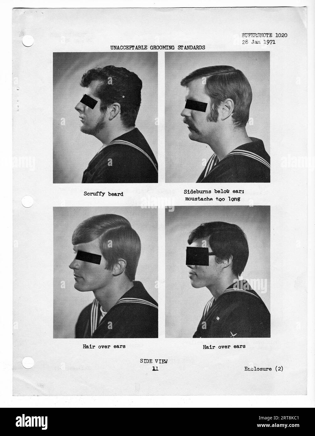 U.S. Navy Bureau of Personnel Notice showing "Acceptable Grooming ...