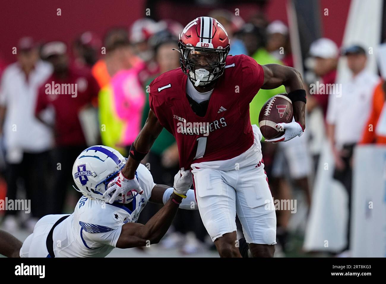 Indiana wide receiver Donaven McCulley (1) runs past ndiana State ...