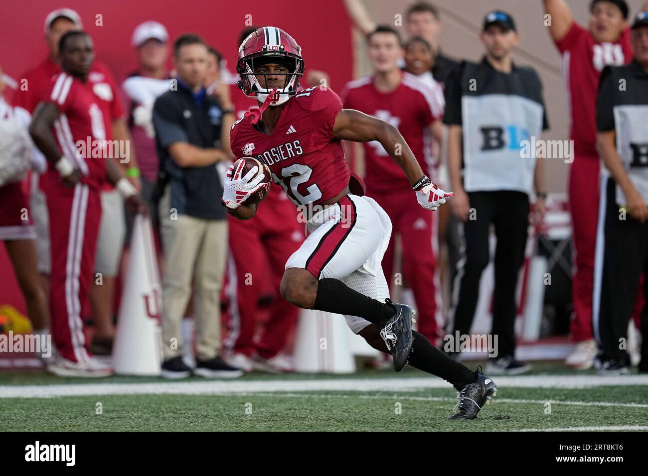 Indiana running back Jaylin Lucas (12) runs during the first half of an ...