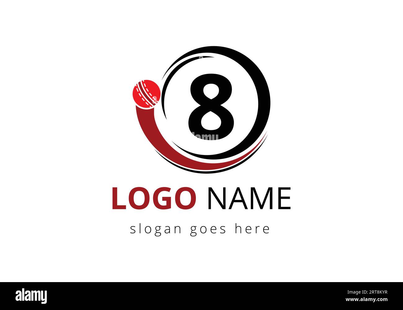 Letter 8 Cricket Logo Concept With Moving Cricket Ball Icon. For ...