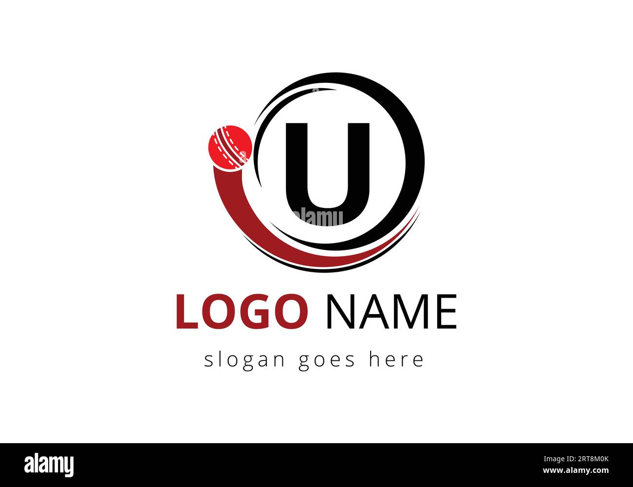 Letter U Cricket Logo Concept With Moving Cricket Ball Icon. For ...