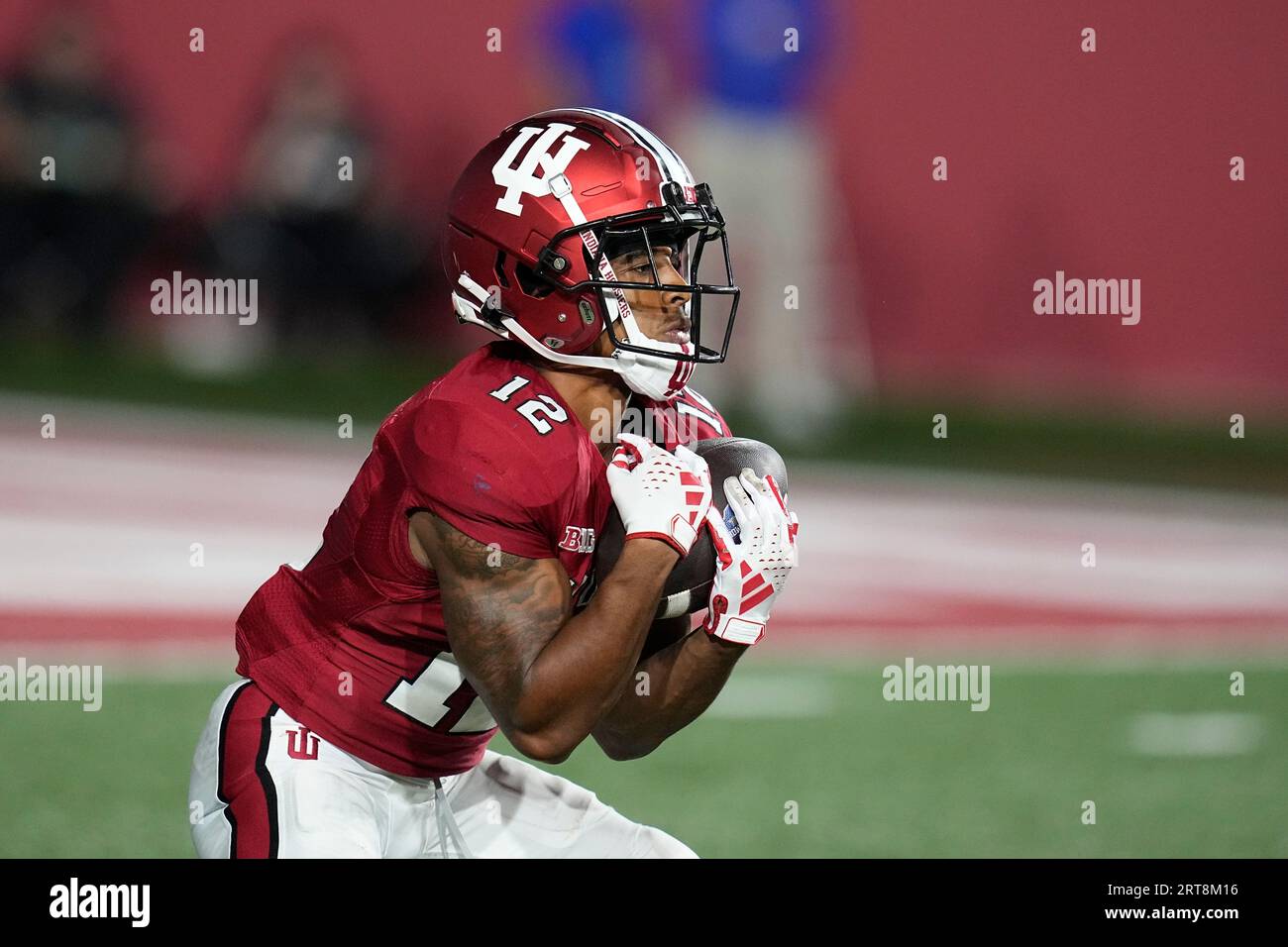 Indiana running back Jaylin Lucas makes a catch during the second half ...