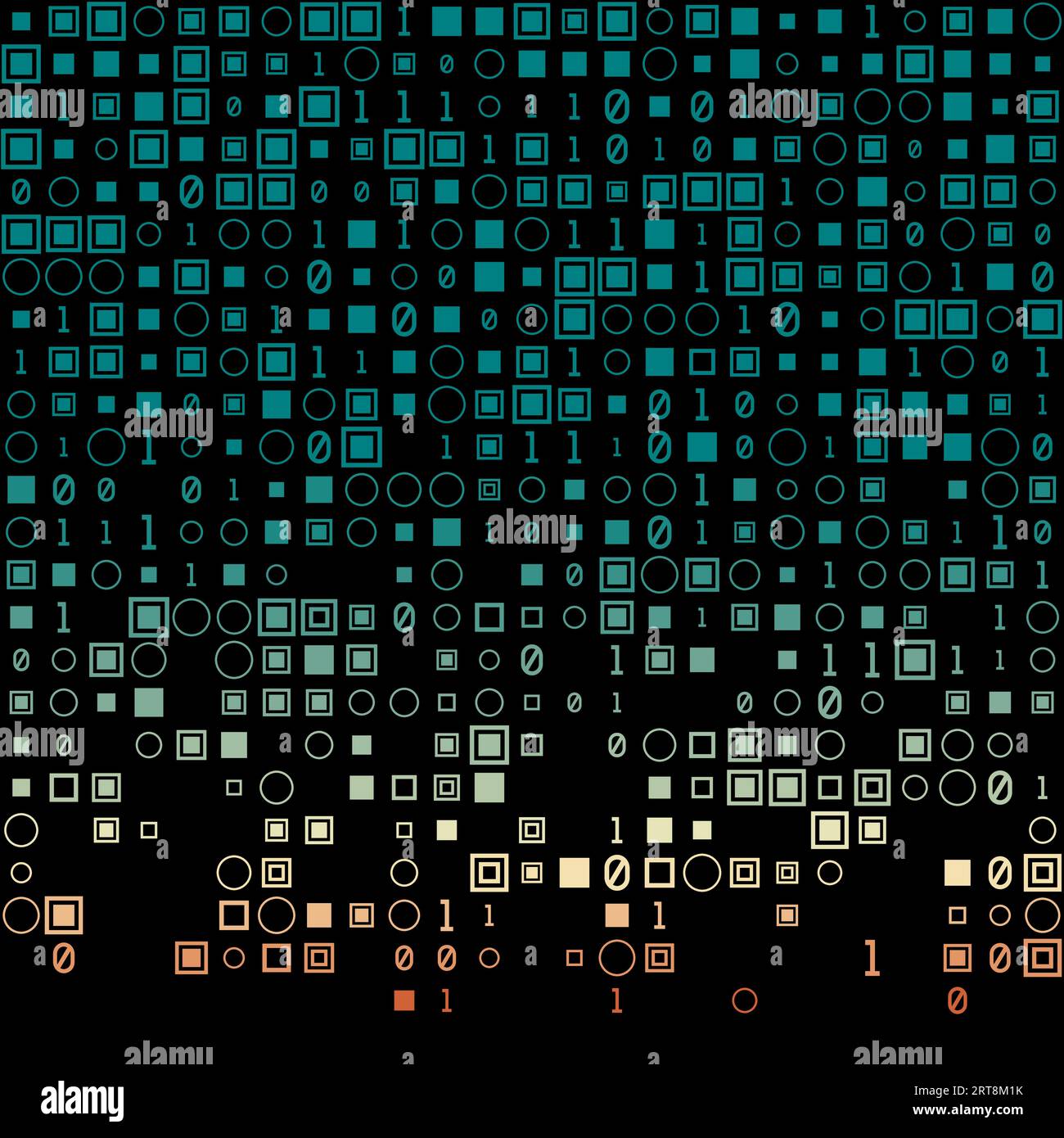 Artistic geometric matrix background in blue orange colors. Appealing ...