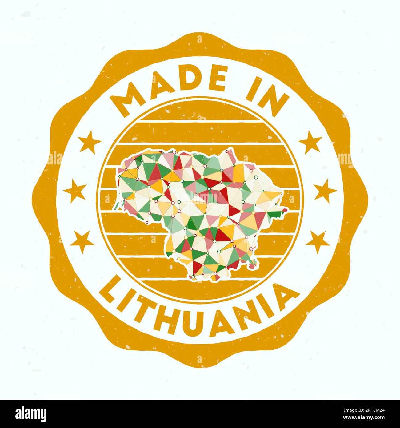 Made In Lithuania. Country round stamp. Seal of Lithuania with border ...