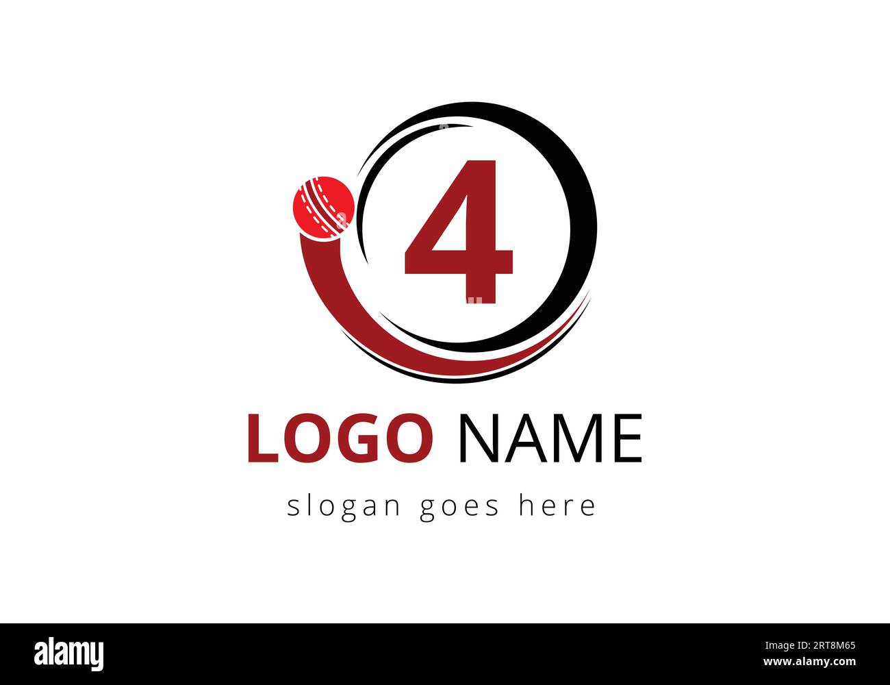 Letter 4 Cricket Logo Concept With Moving Cricket Ball Icon. For ...