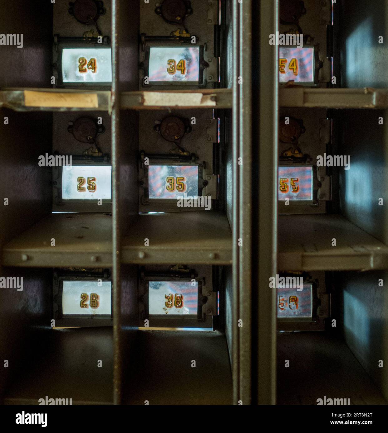 Post office boxes inside an abandoned building Stock Photo - Alamy