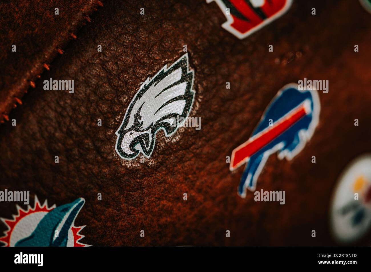 NEW YORK, USA, SEPTEMBER 11, 2023: Philadelphia Eagles logo placed on ...