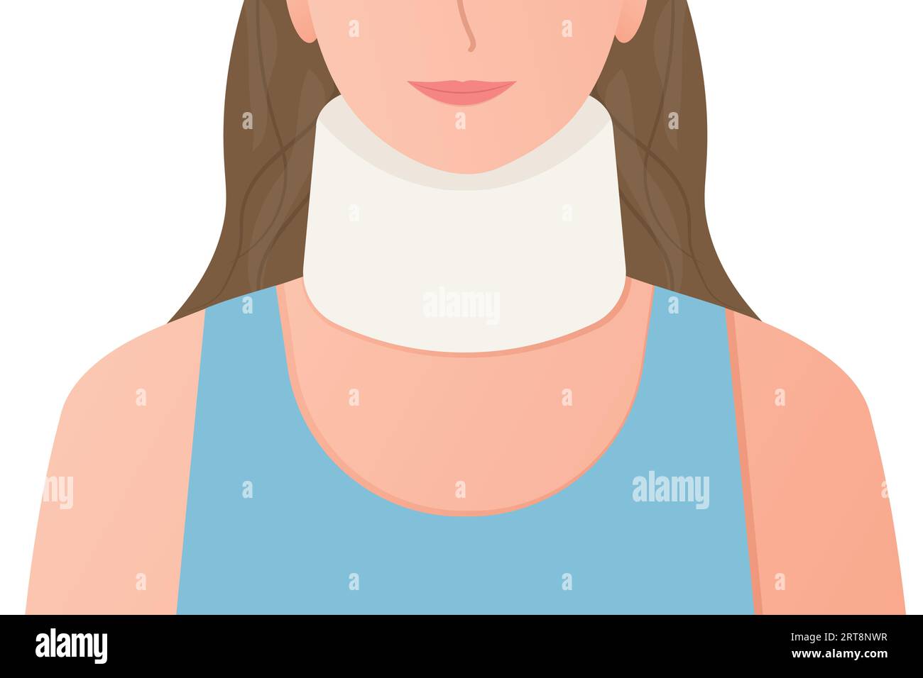 woman with neck injury wearing orthopedic collar- vector illustration ...