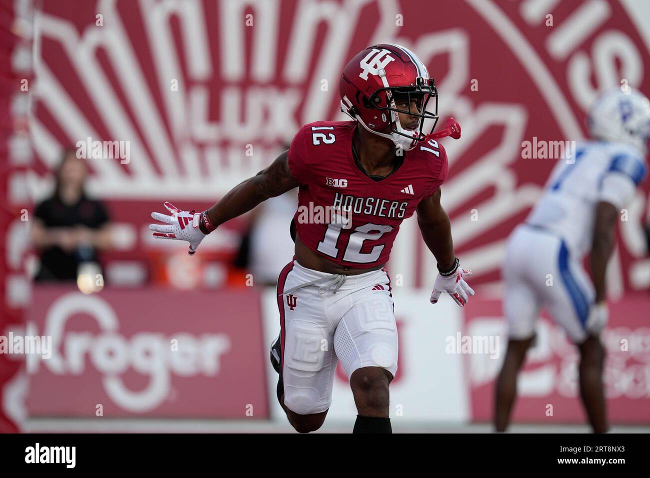 Indiana running back Jaylin Lucas (12) reacts after a touchdown during ...