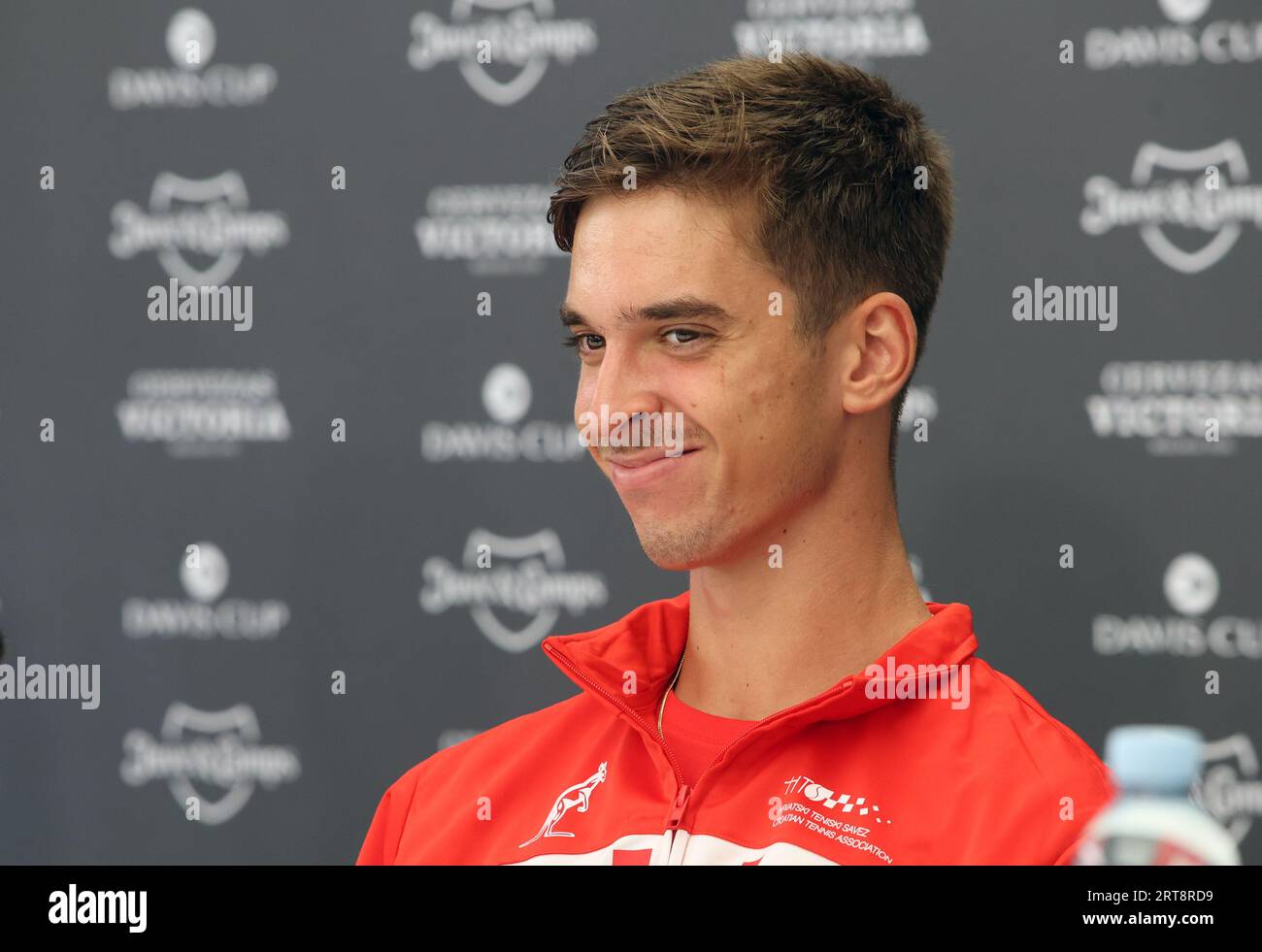 Split, Croatia. 11th Sep, 2023. Dino Prizmic of Croatia speaks during ...