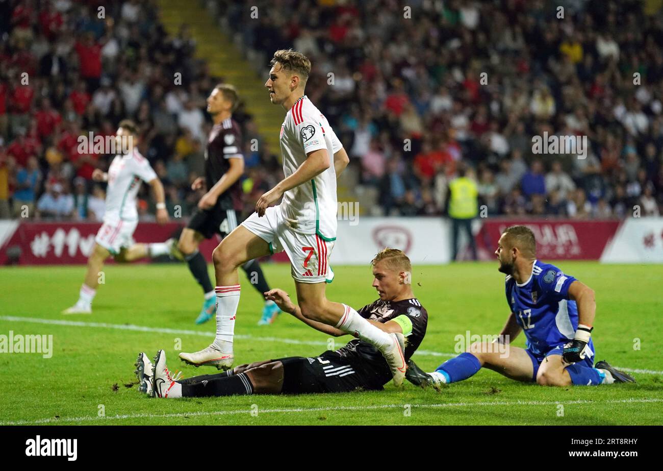 Wales' David Brooks scores their side's second goal of the game during ...